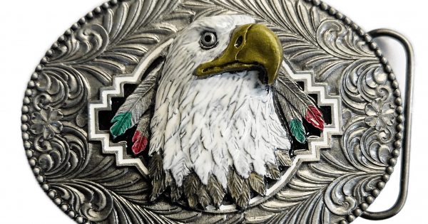 Belt Buckle - Bald Eagle Scroll