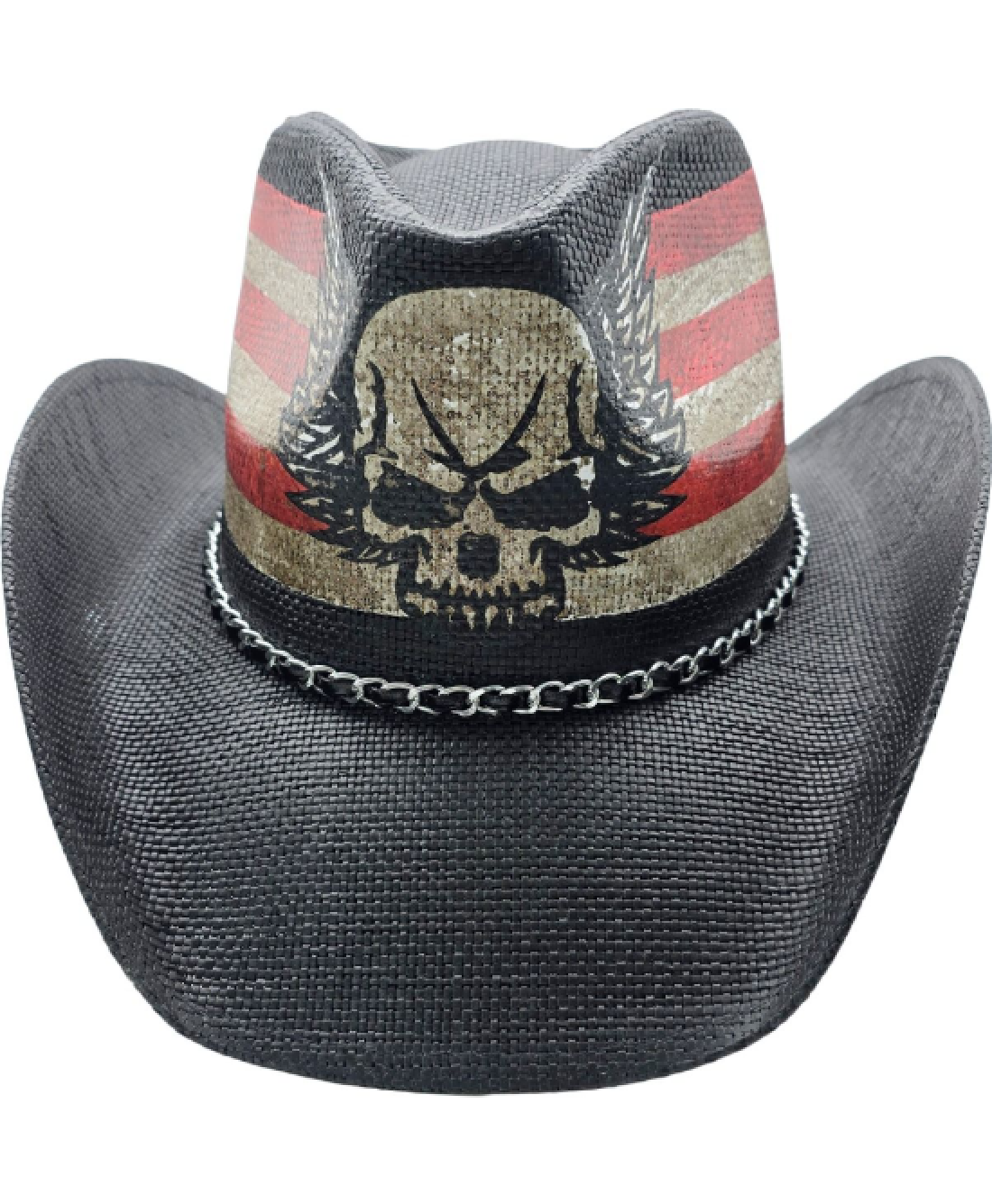 Straw Western Skull US Flag
