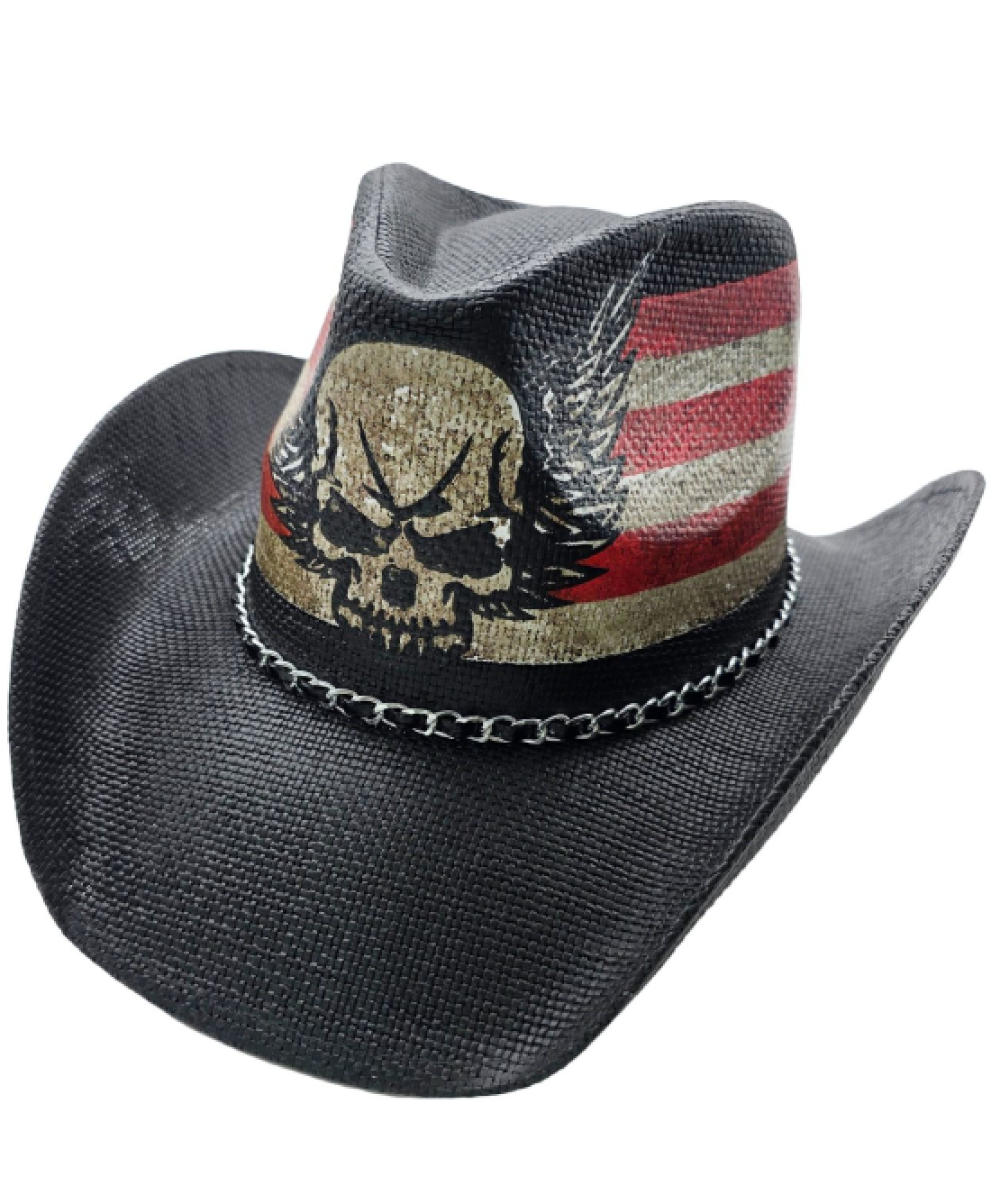Straw Western Skull US Flag