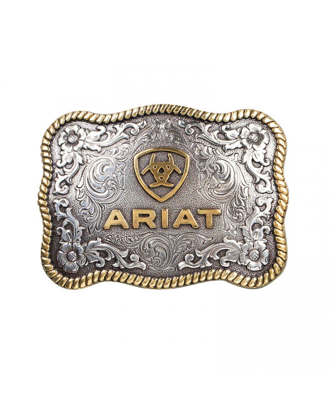 Belt Buckle - Ariat Rectangular Edged Silver