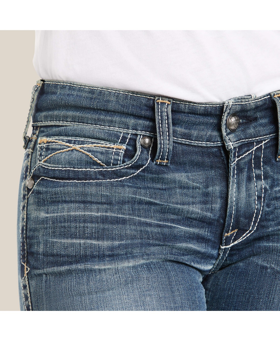 Ariat R.E.A.L. Mid Rise Stretch Whipstitch Boot Cut Jean