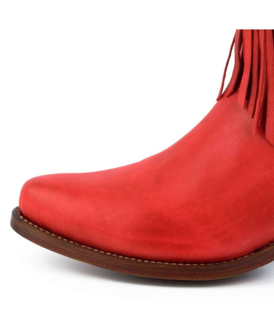 Mayura 2374 Fringes Vintage Red Ladies Cowboy Ankle Boots